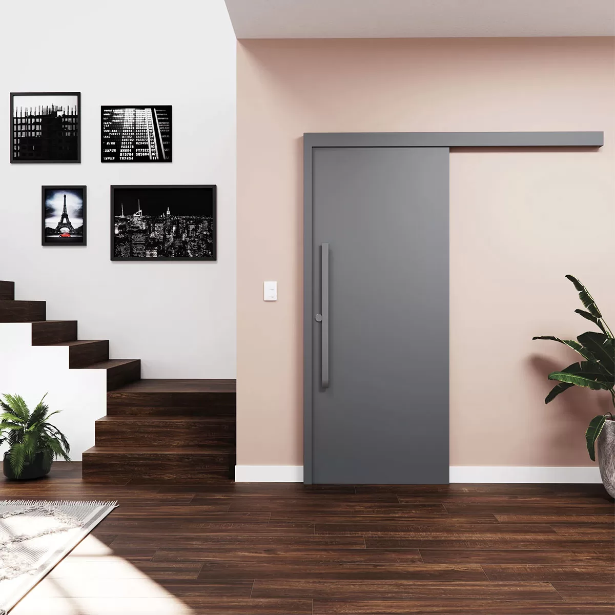 KIT PARA PORTA DE CORRER APARENTE DE MADEIRA MACIÇA COM BATENTE - Madel